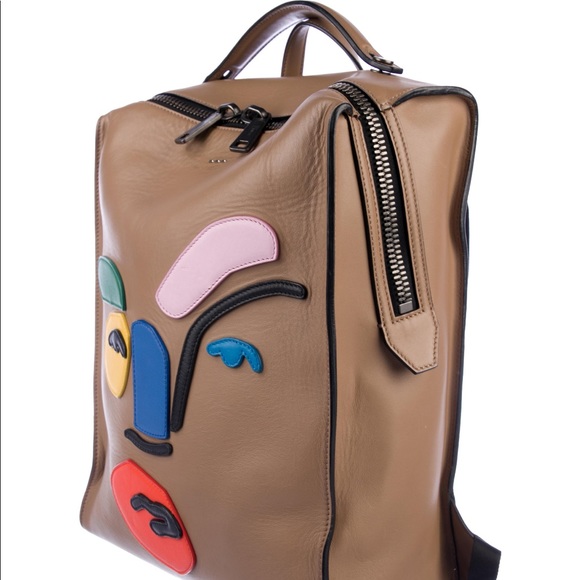 Fendi | Bags | Authentic Fendi Abstract Face Leather Backpack | Poshmark